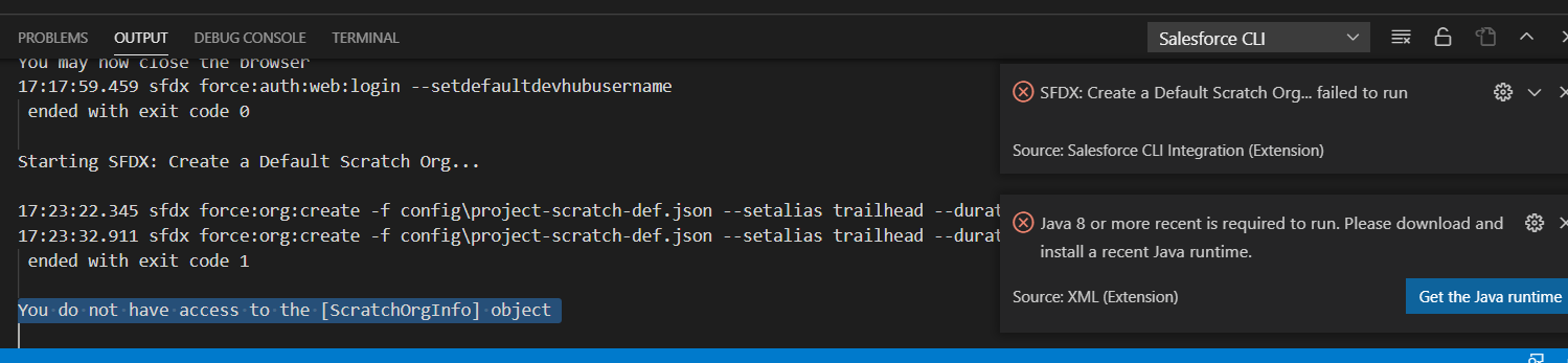 Error while creating Scratch Org in VS Code [You do not have access to the [ScratchOrgInfo ...